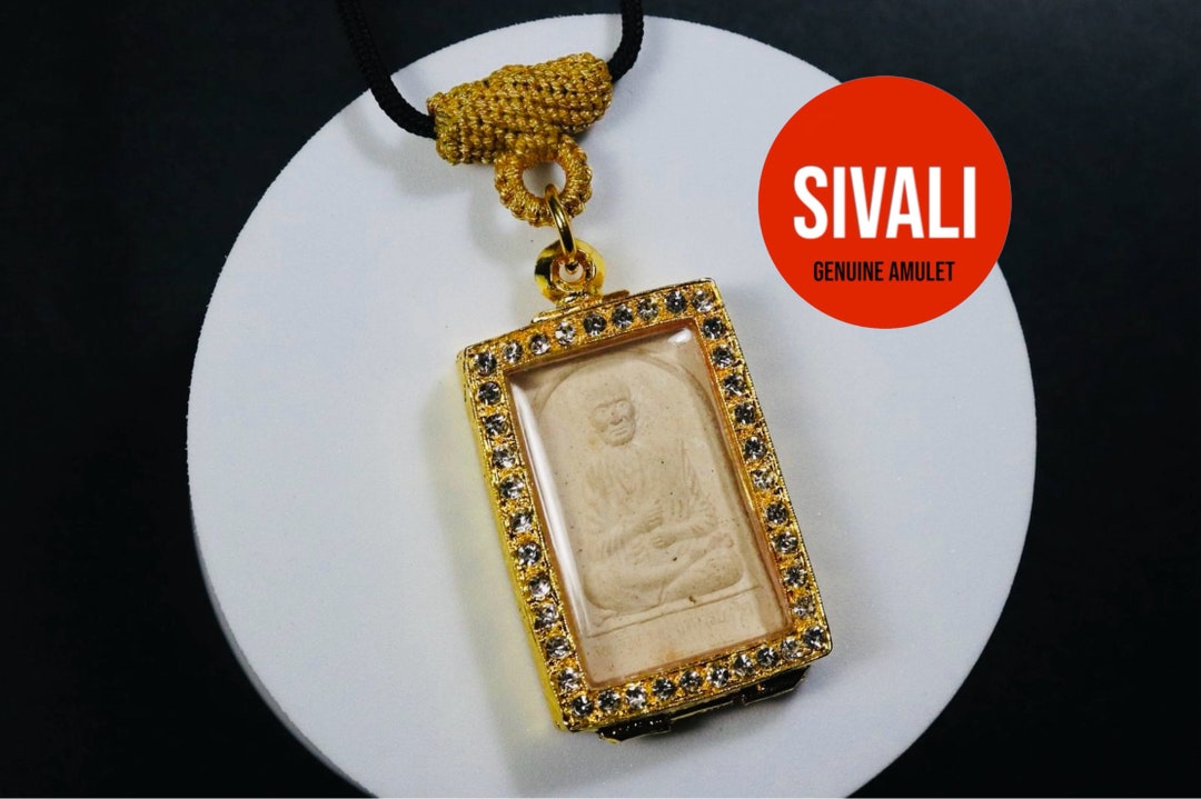 Genuine Amulet phra Somdej Hanging Around His Neck for Protection ...