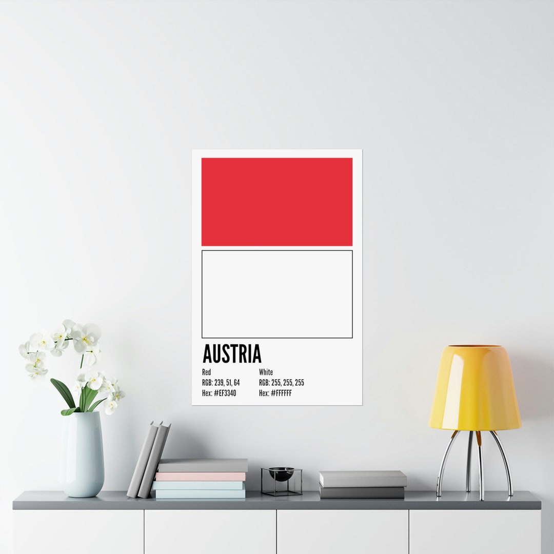 Austria Flag Colors Modern Pantone-inspired Poster - Etsy