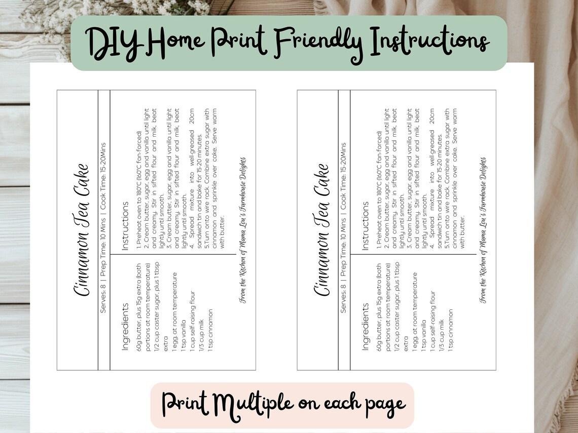 Editable Recipe Card Template, DIY Recipe Card, Recipe Card Template ...