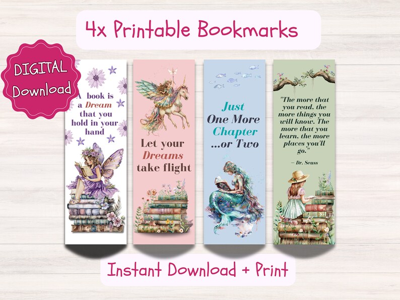 Stacked Books Printable Bookmarks for Book Lovers, Bookmarks Girls ...