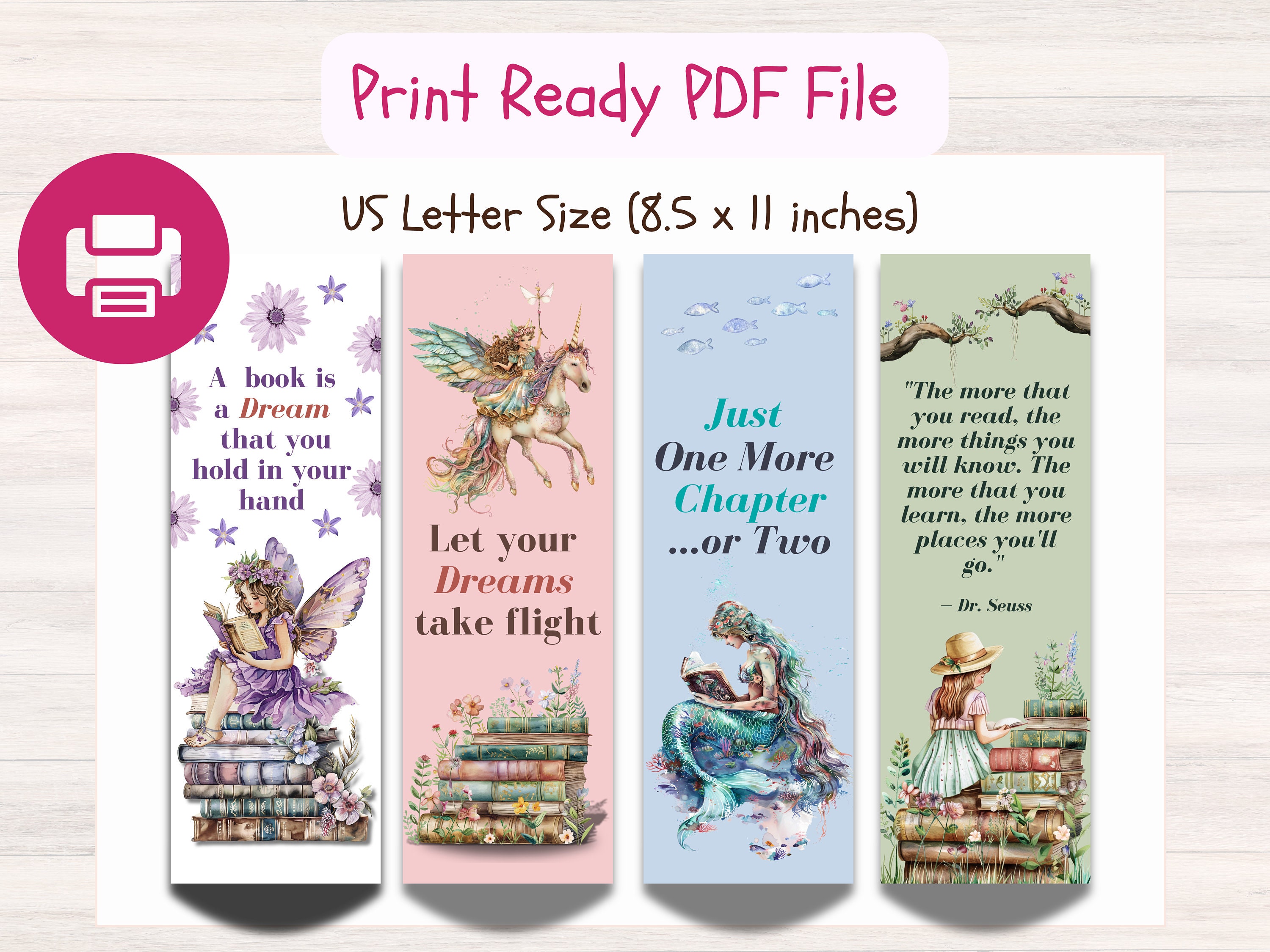 Stacked Books Printable Bookmarks for Book Lovers, Bookmarks Girls ...