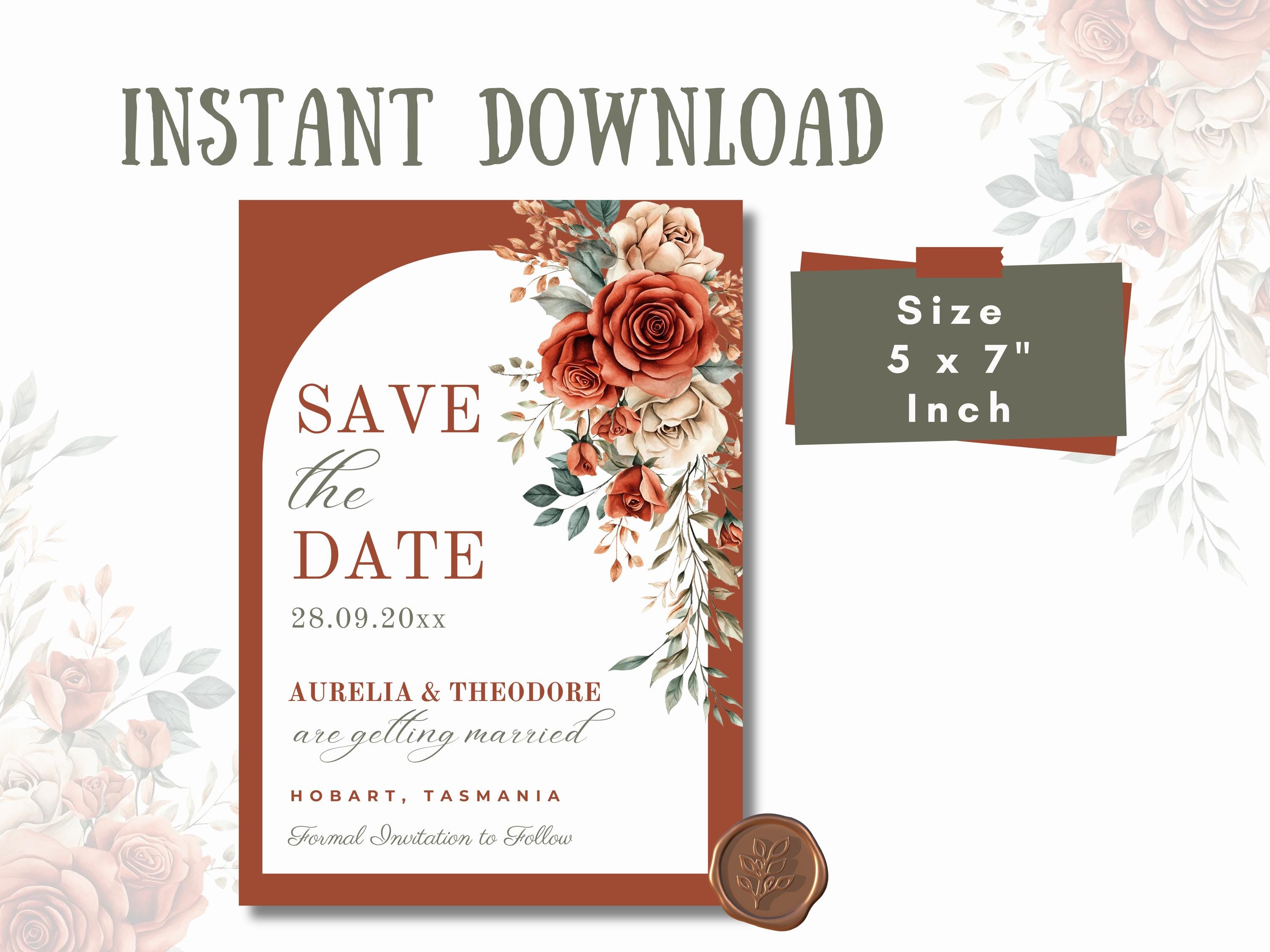 Terracotta Save the Date Template, Boho Photo Wedding Save the Date ...
