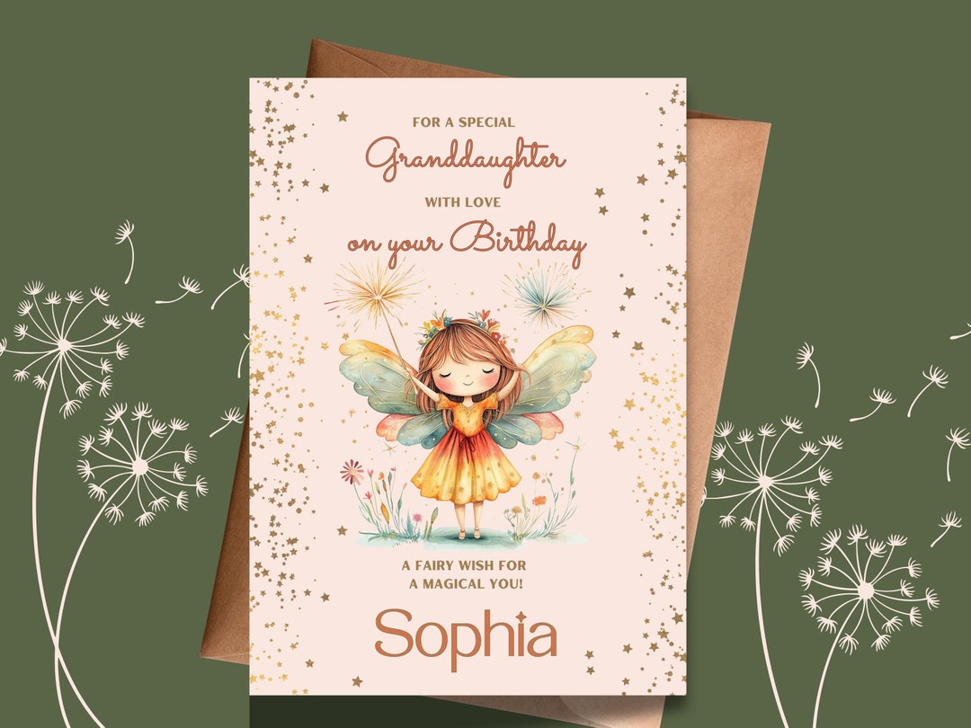 Editable Fairy Birthday Card, Fairy Birthday Card, Girl Birthday Card ...