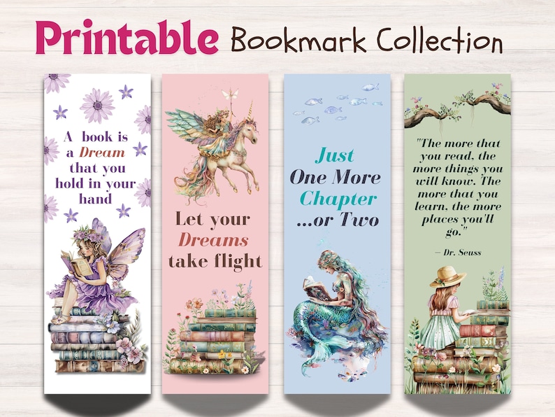 Stacked Books Printable Bookmarks for Book Lovers, Bookmarks Girls ...