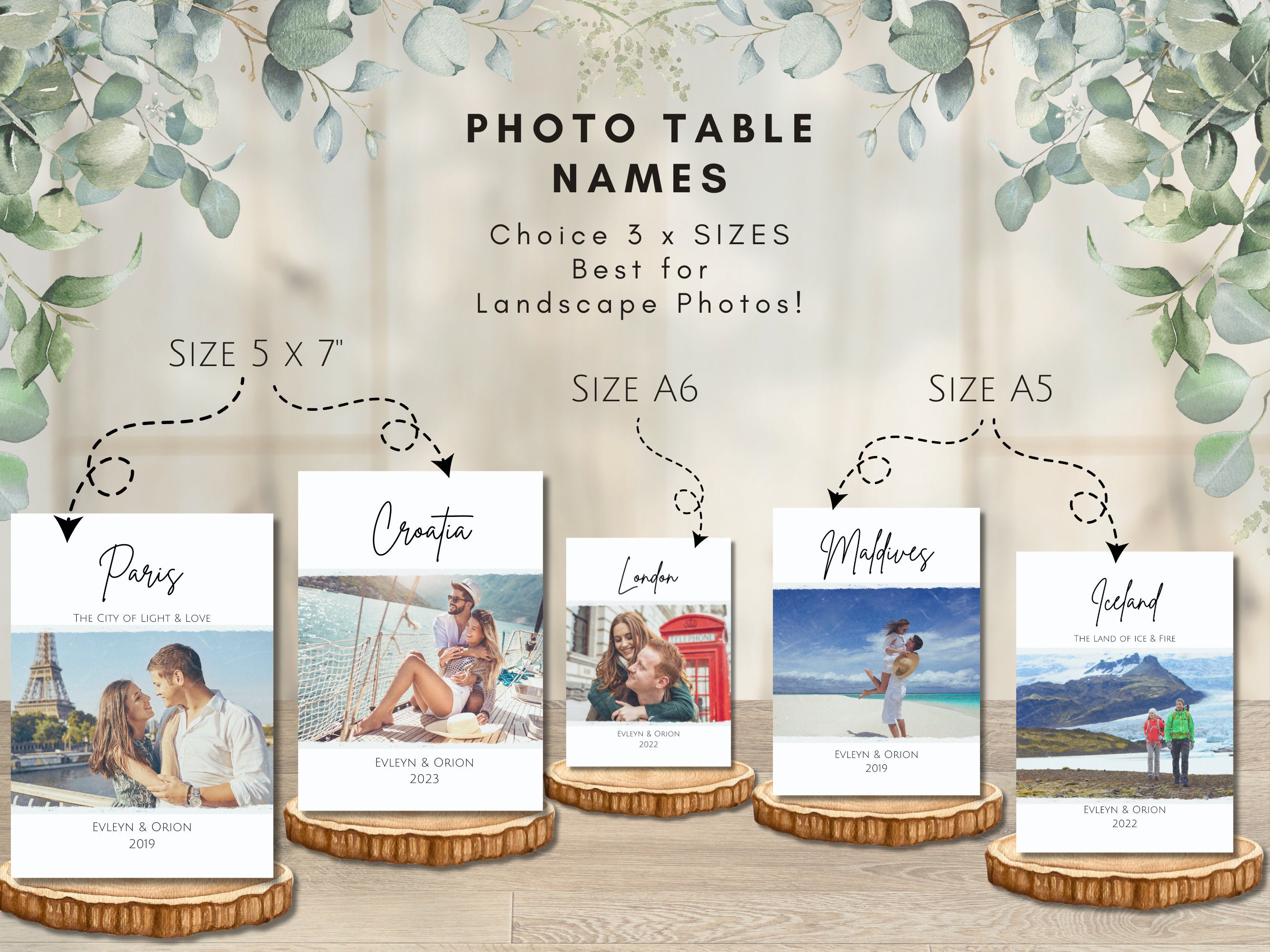 Photo Table Names Template, Destination Table Names, Travel Theme Table ...
