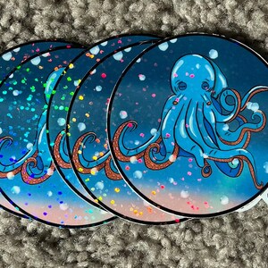 Waterproof Octopus Holographic Sticker-easy Peel - Etsy