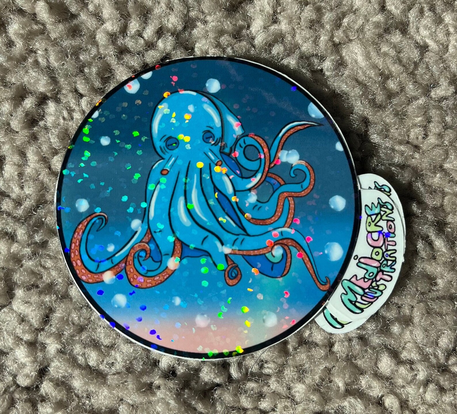 Waterproof Octopus Holographic Sticker-easy Peel - Etsy