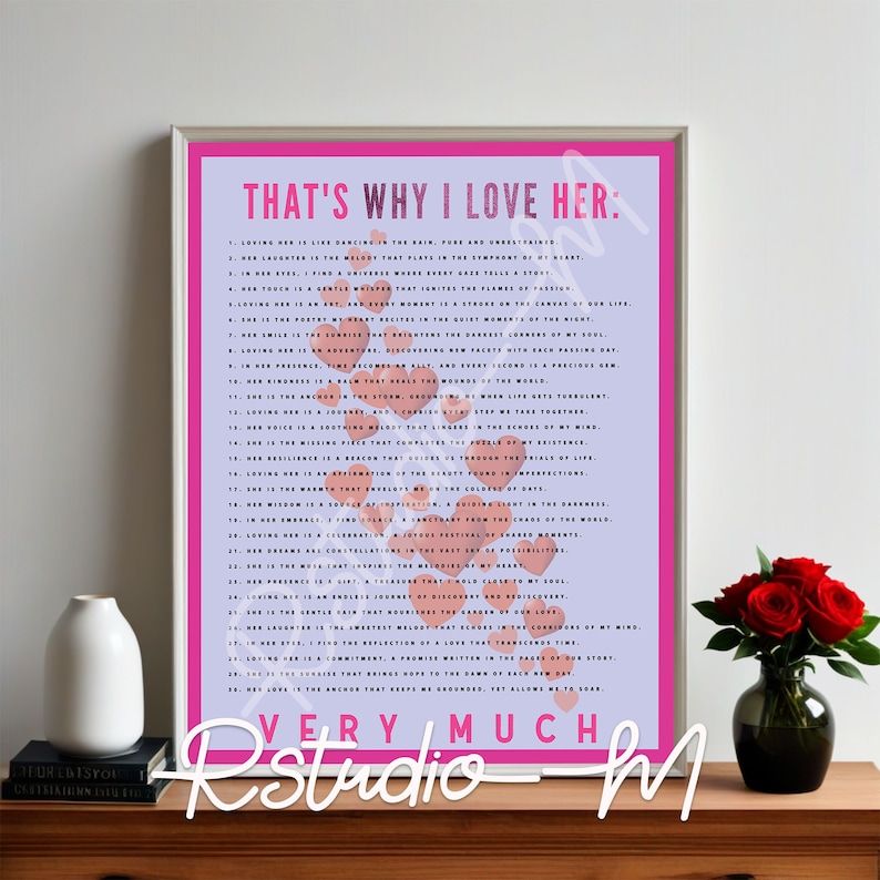 I Love You Wall Print, That's Why I Love Her Wall Print, Birthday Gift ...