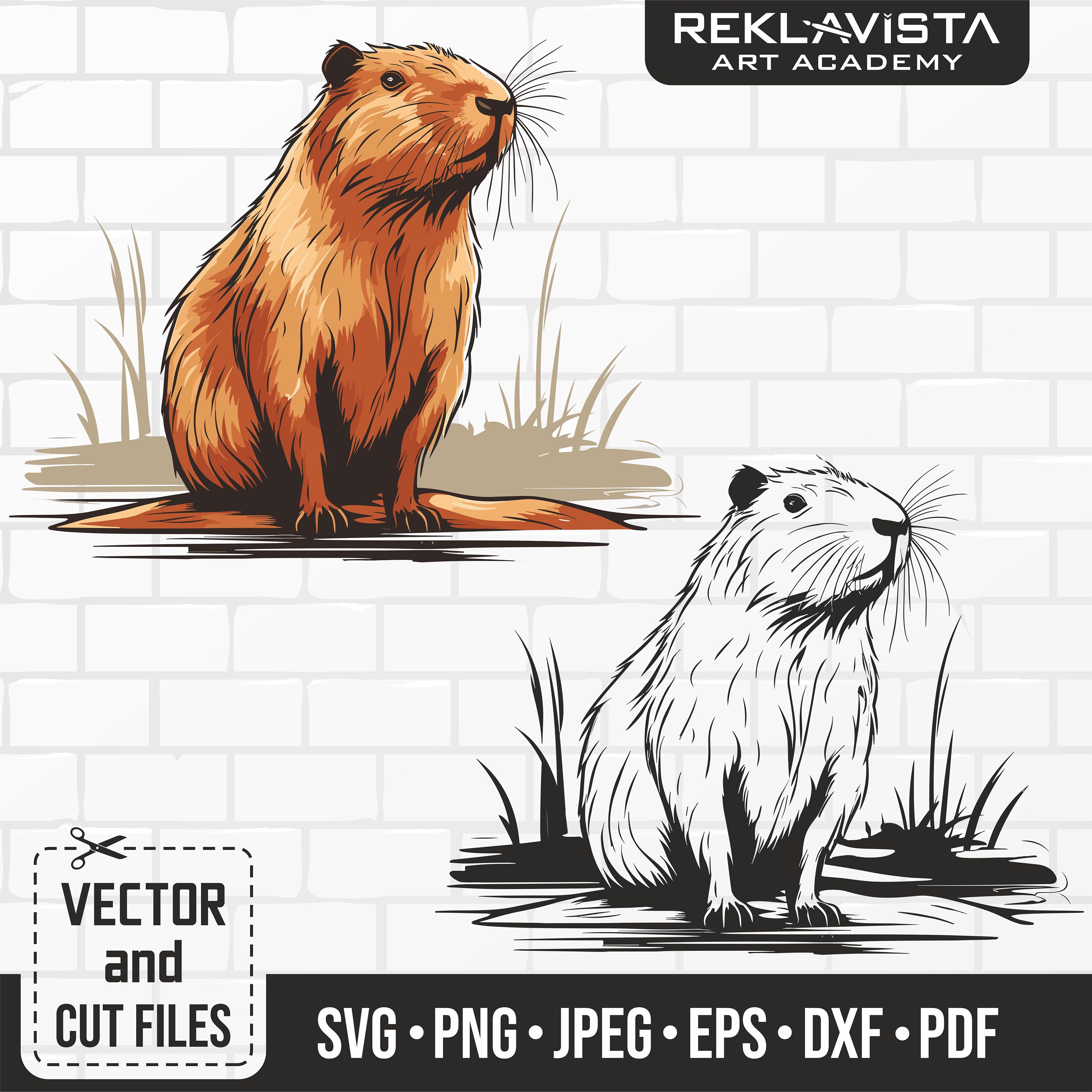 Capybara Watercolor Clipart Illustrations Capybara Cutting Files Cute ...