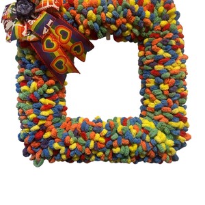 Crochet Loop Yarn Multi Color Wreath - Etsy