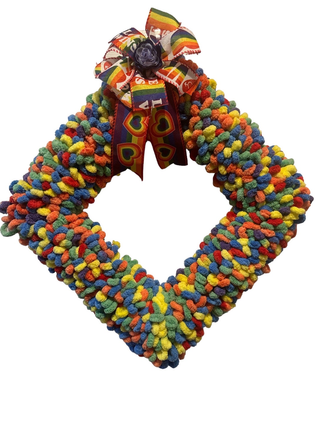 Crochet Loop Yarn Multi Color Wreath - Etsy