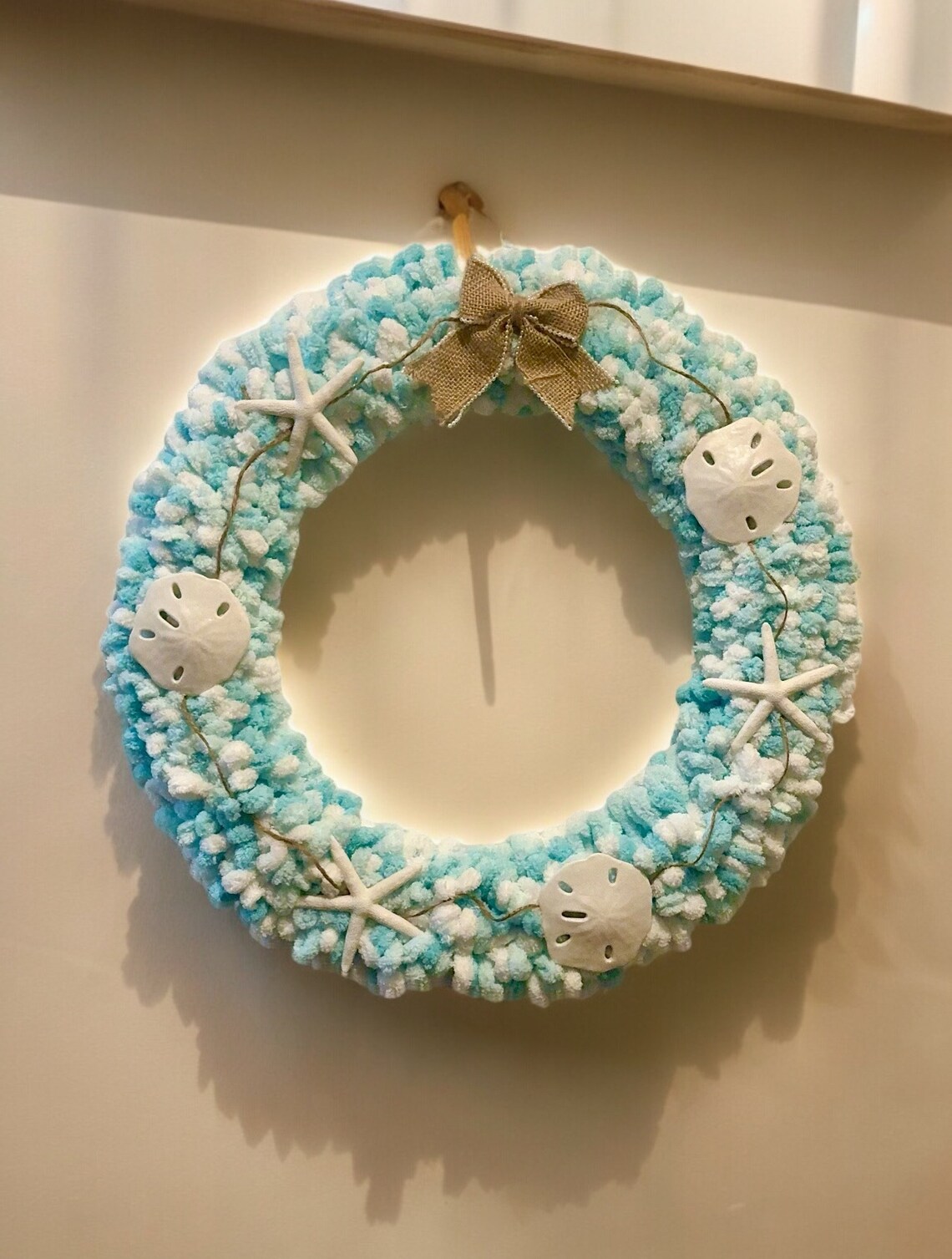Crochet Loop Yarn in White and Blue Wreath - Etsy