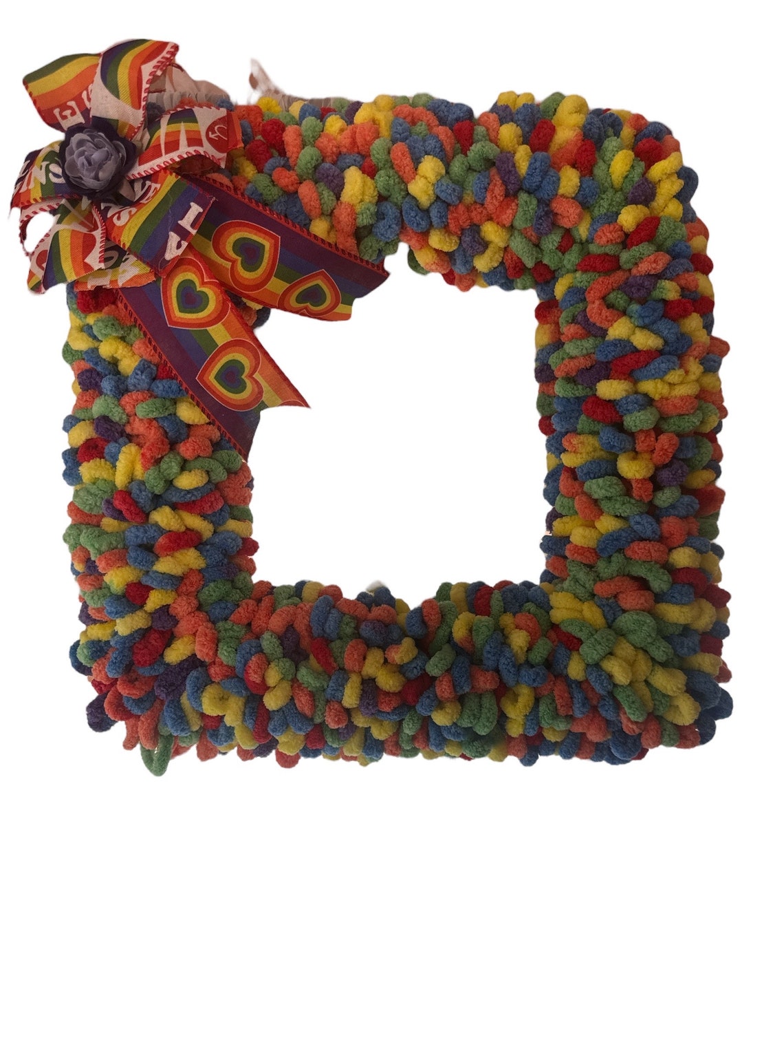 Crochet Loop Yarn Multi Color Wreath - Etsy