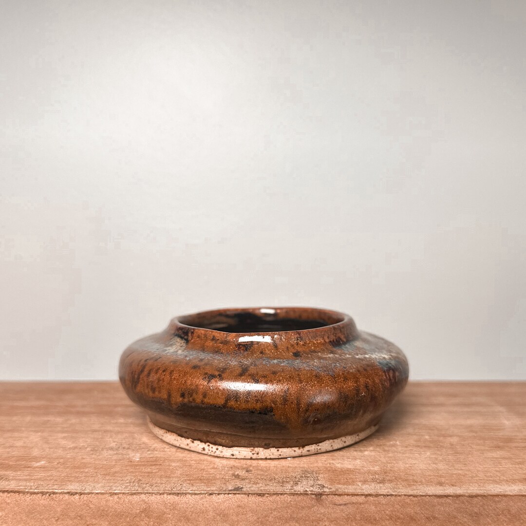 Multi-colored Brown Ceramic Container | Handmade Pottery | 4oz - Etsy