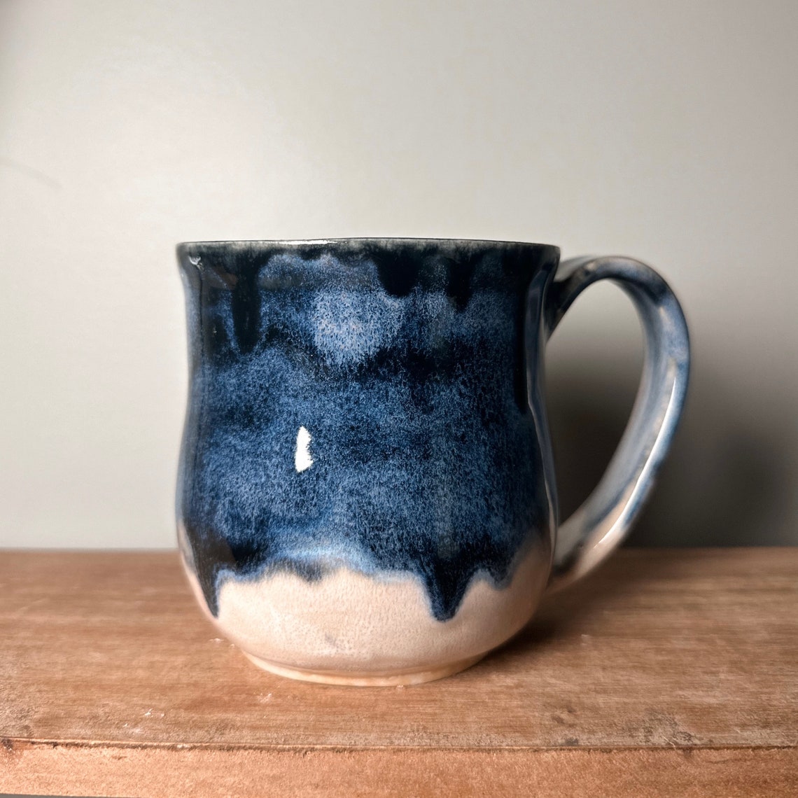 Navy Blue Ceramic Mug Handmade Pottery 11oz - Etsy