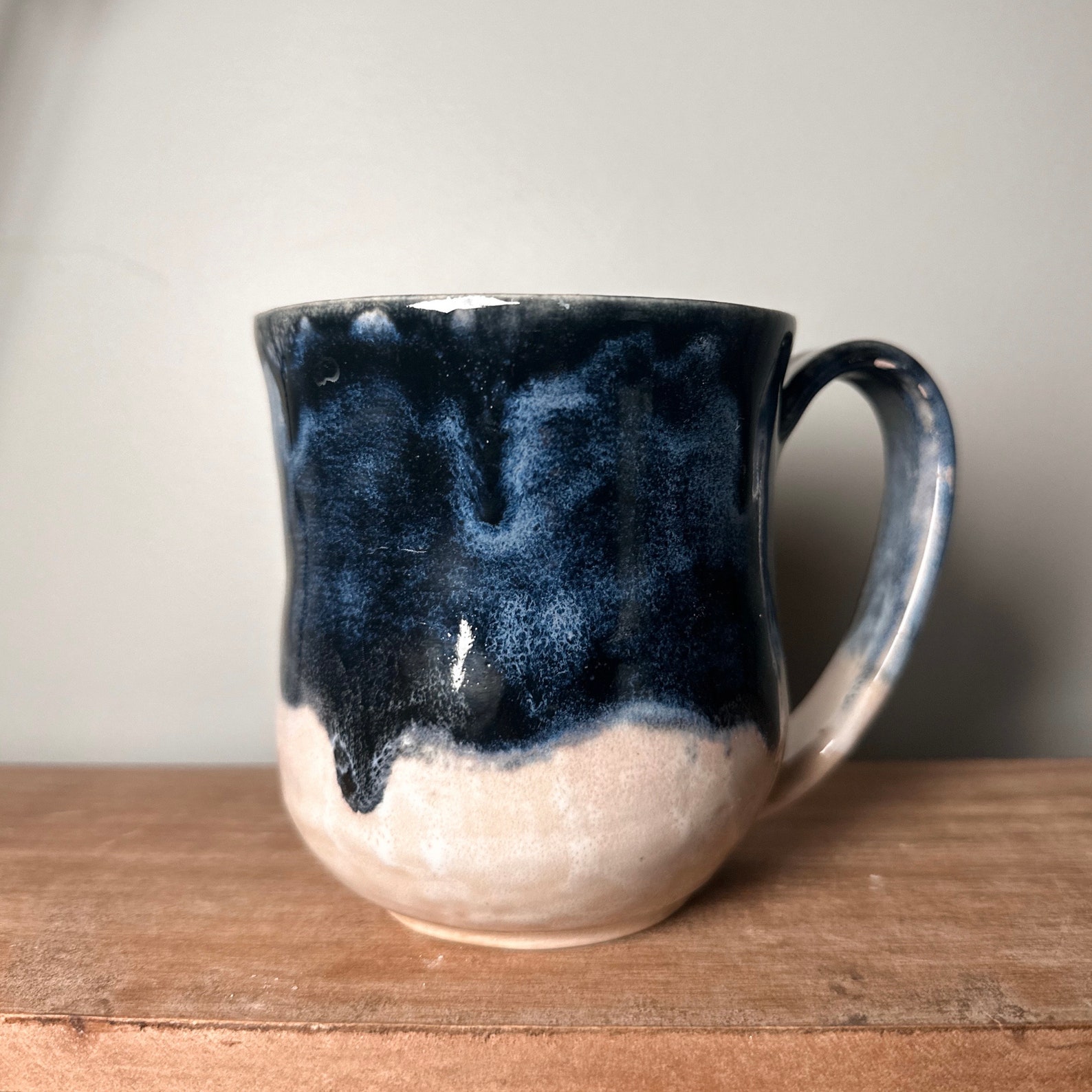 Navy Blue Ceramic Mug Handmade Pottery 11oz - Etsy