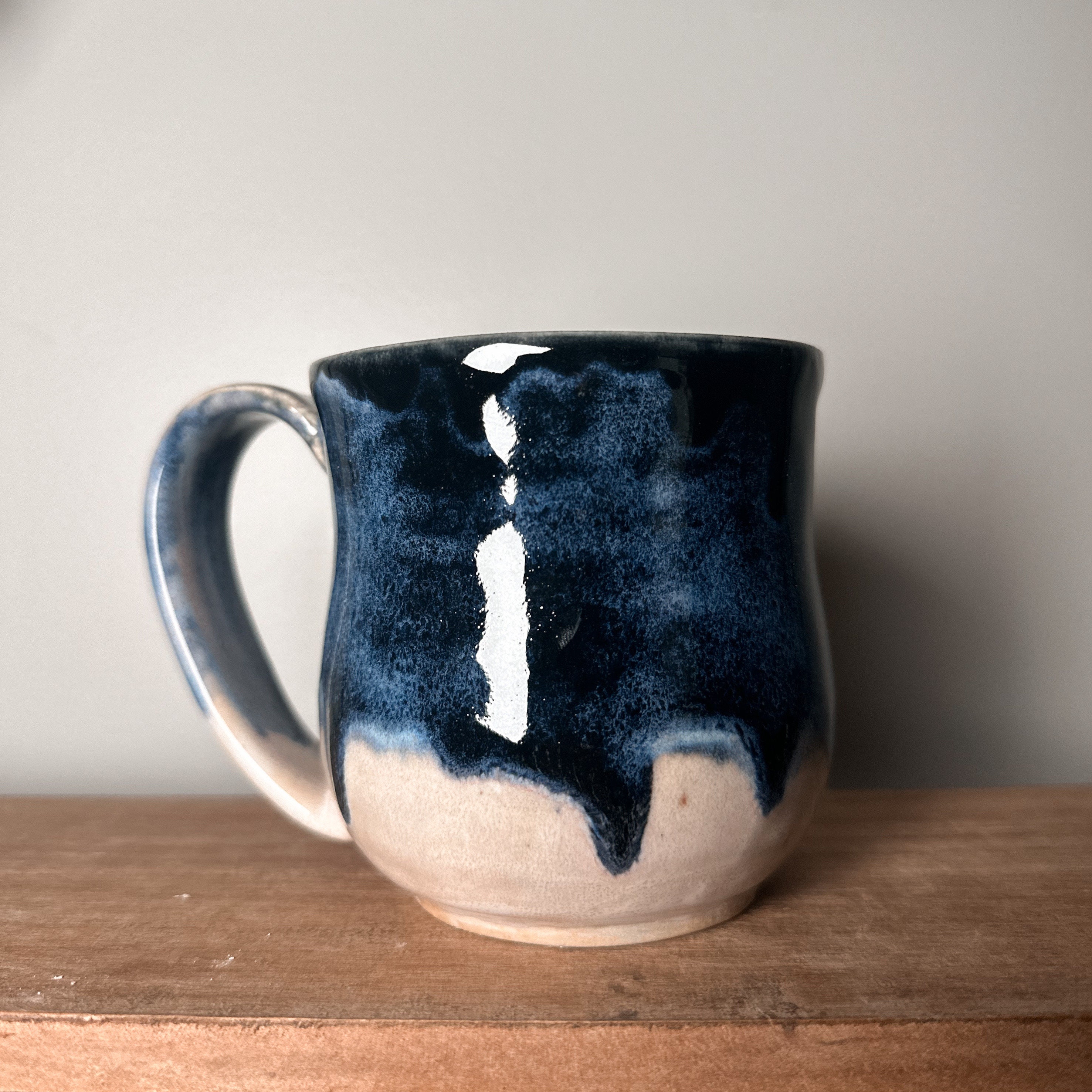 Navy Blue Ceramic Mug Handmade Pottery 11oz - Etsy