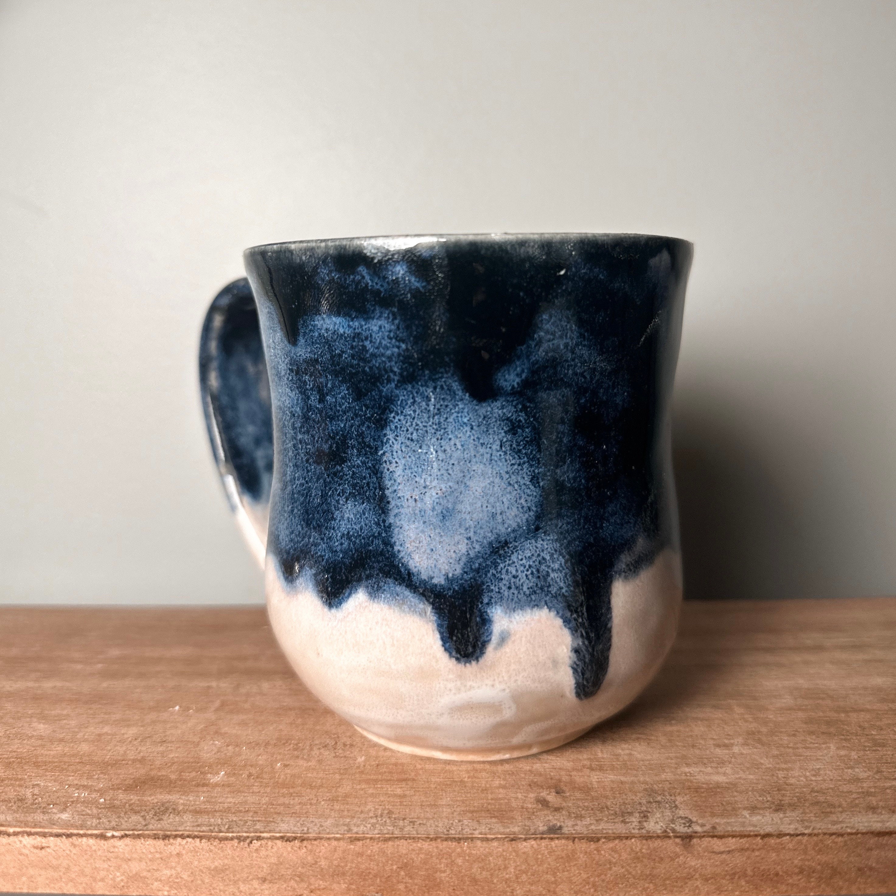 Navy Blue Ceramic Mug Handmade Pottery 11oz - Etsy