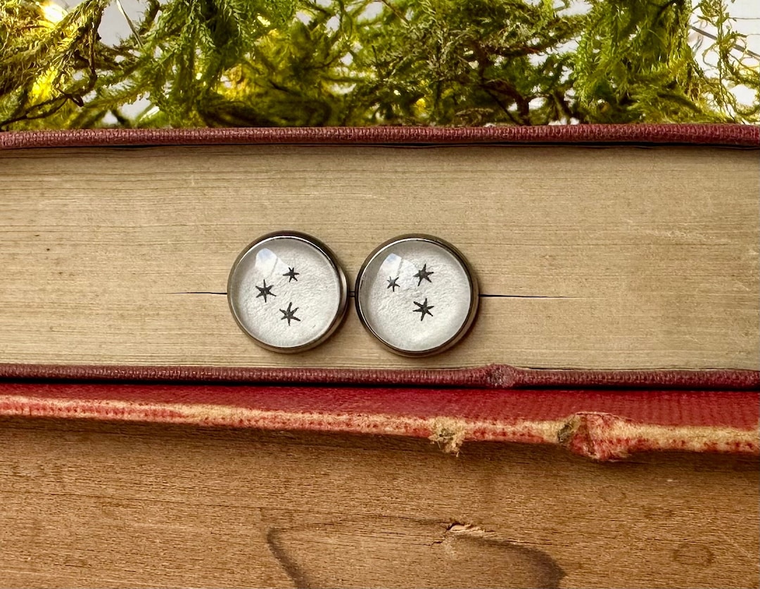 Stainless Steel Harry Potter Chapter Stars Book Page Stud Post Earrings ...