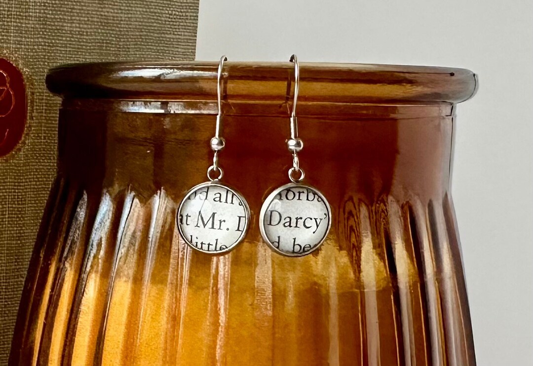 Stainless Steel Pride and Prejudice Mr Darcy Book Page Dangle Earrings ...