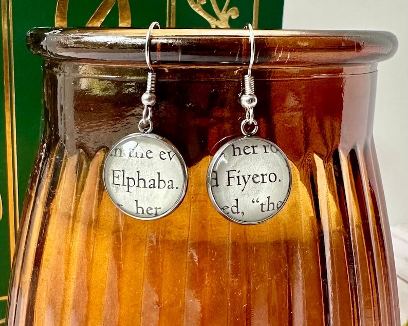 Stainless Steel Elphaba Fiyero Wicked Book Page Dangle Earrings - Etsy