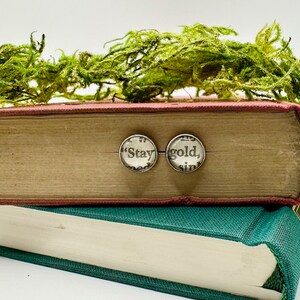Stainless Steel the Outsiders Stay Gold Book Page Post Earrings - Etsy