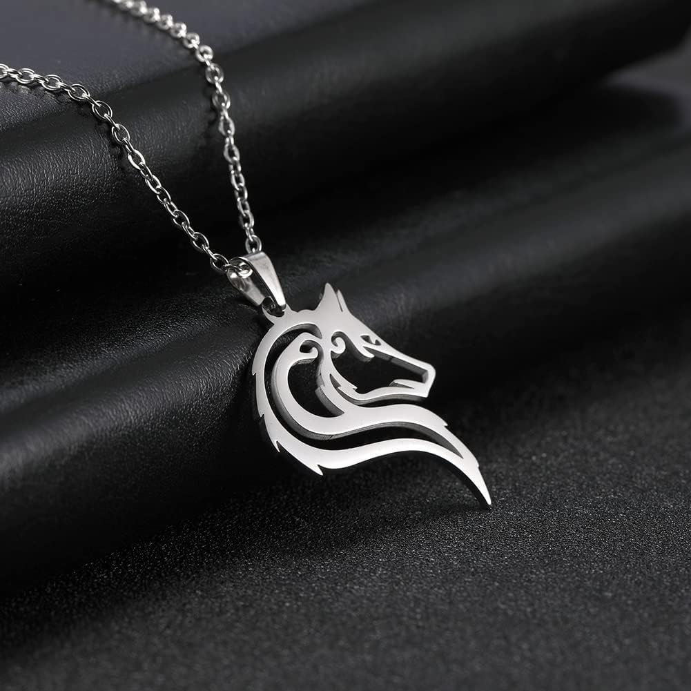 Wolf Necklace for Men/women Stainless Steel Wolf Head Pendant Necklace ...