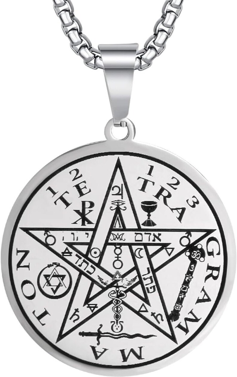 Tetragrammaton Pentacle Necklace for Men Pentagram Protection Amulet ...