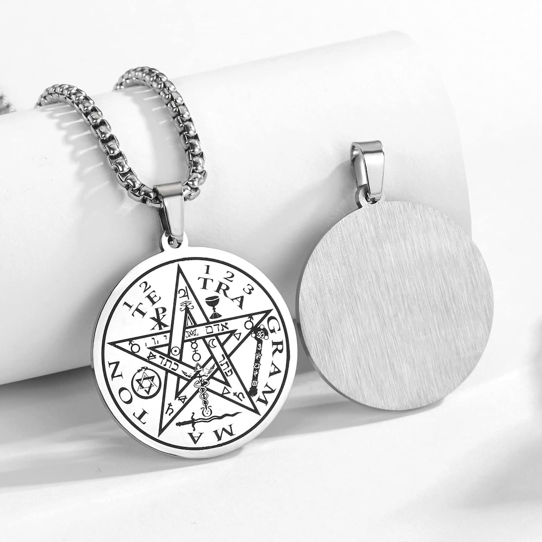 Tetragrammaton Pentacle Necklace for Men Pentagram Protection Amulet ...