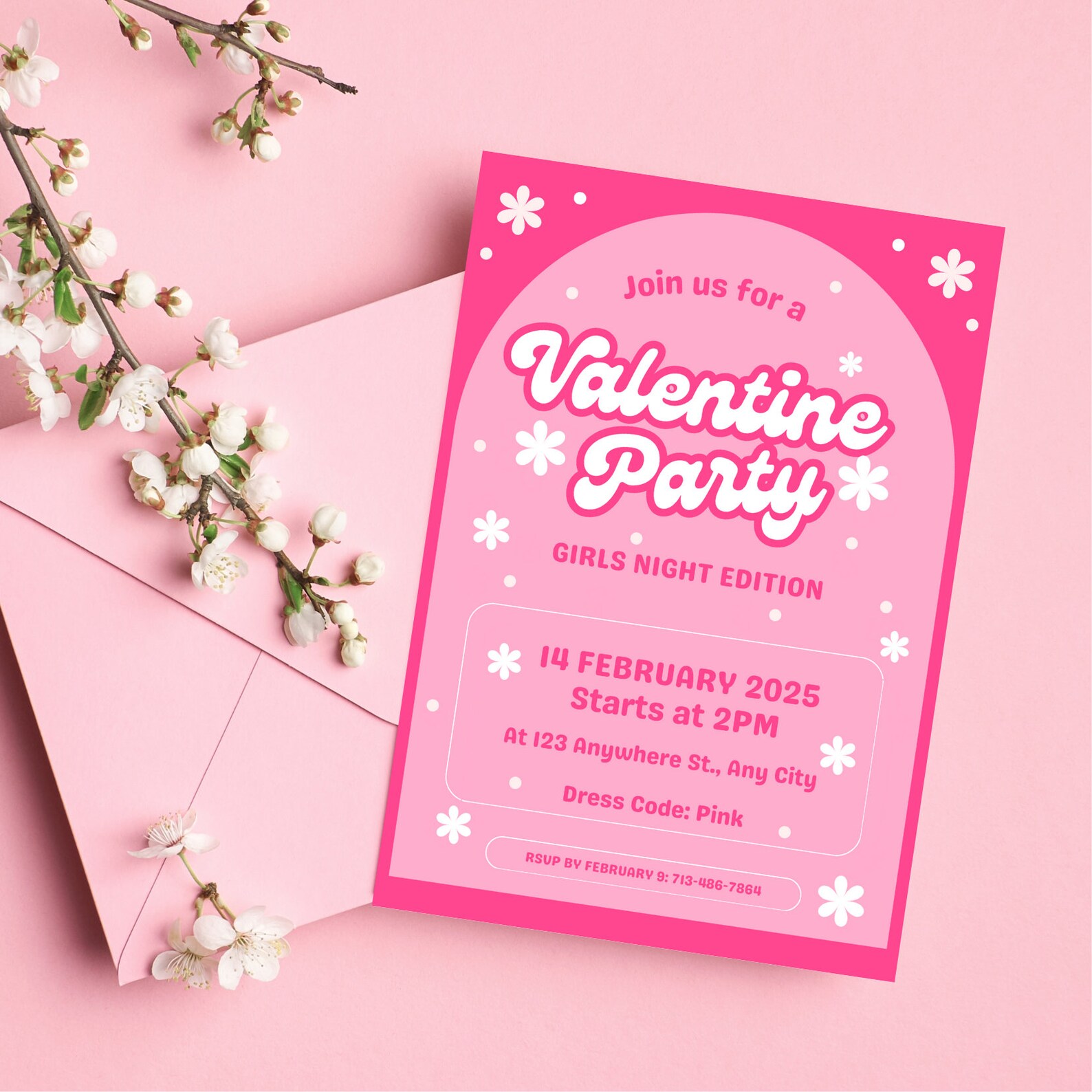 Editable Valentines Day Party Invitation, Galentines Girls Night ...