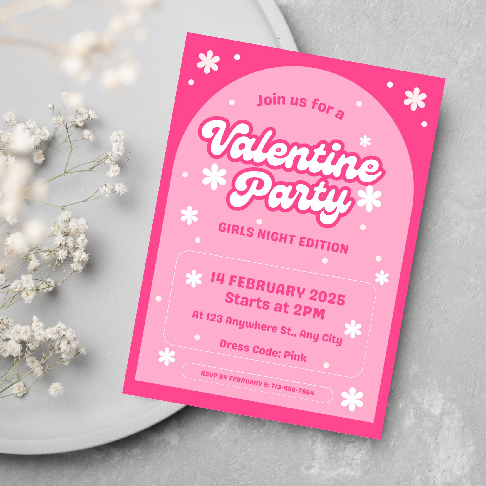 Editable Valentines Day Party Invitation, Galentines Girls Night ...