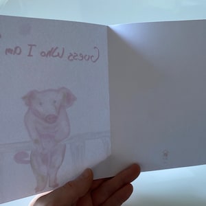Funny Guess Who I Am Pig Greeting Card Handmade Blank Card for Any ...