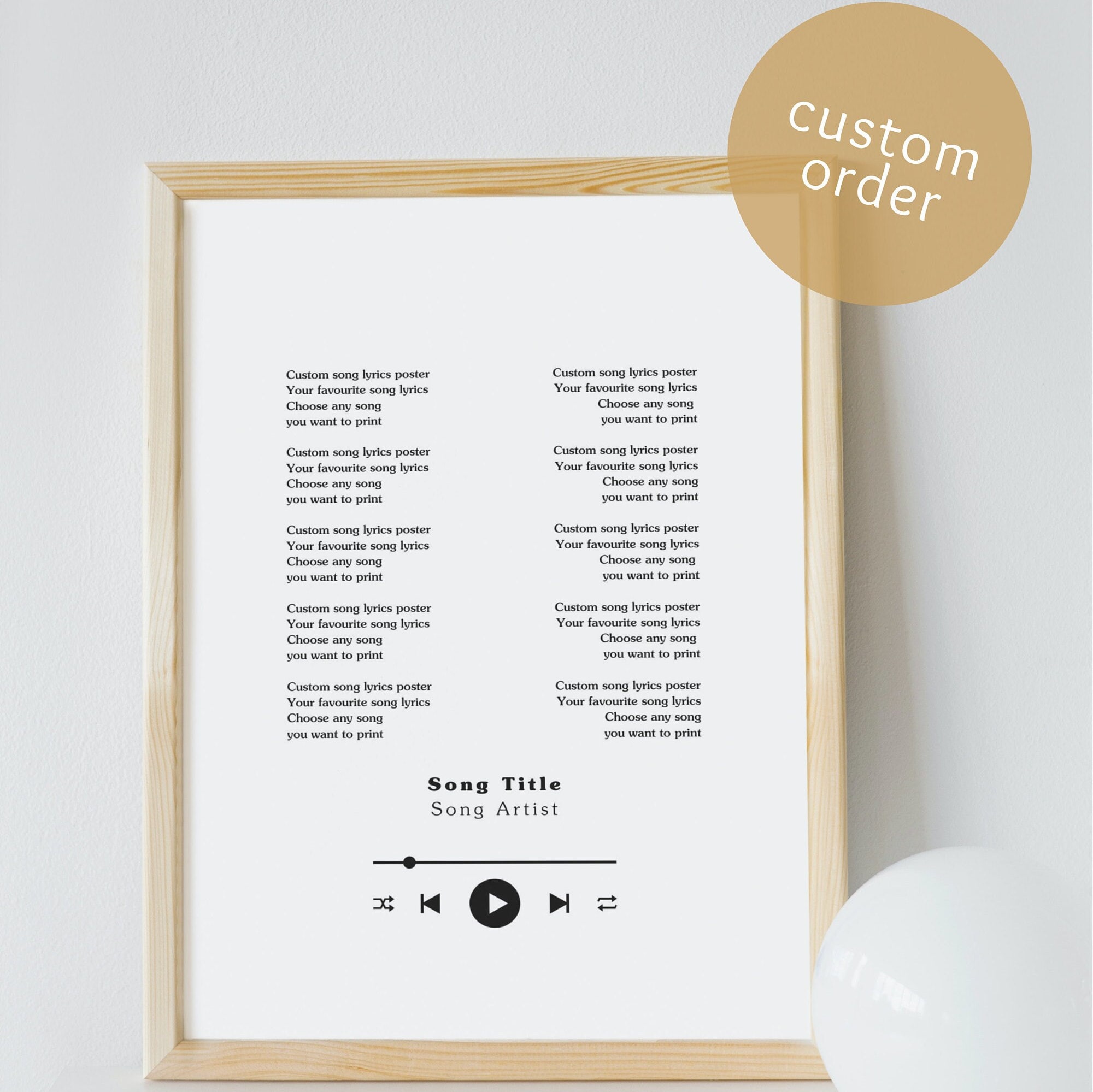 Gift Idea Custom Song Lyrics Poster Music Lover Gift Wall Art ...