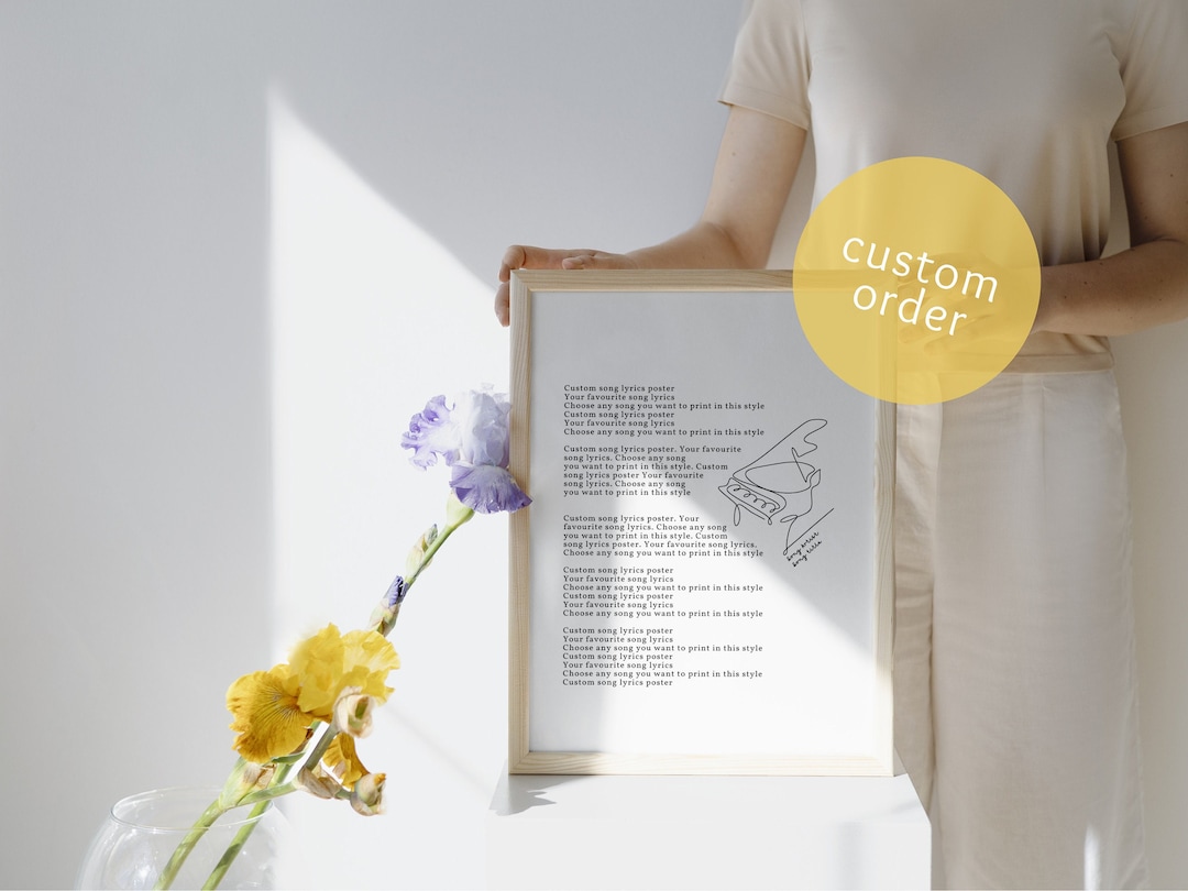 Gift Idea Custom Song Lyrics Poster Music Lover Gift Wall Art ...