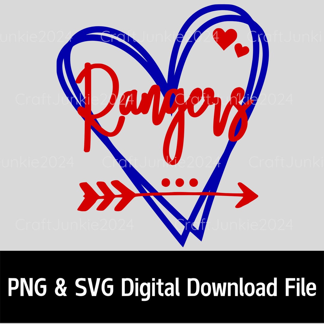 Rangers Hockey SVG PNG: Heart Arrow Design (digital Download) - Etsy
