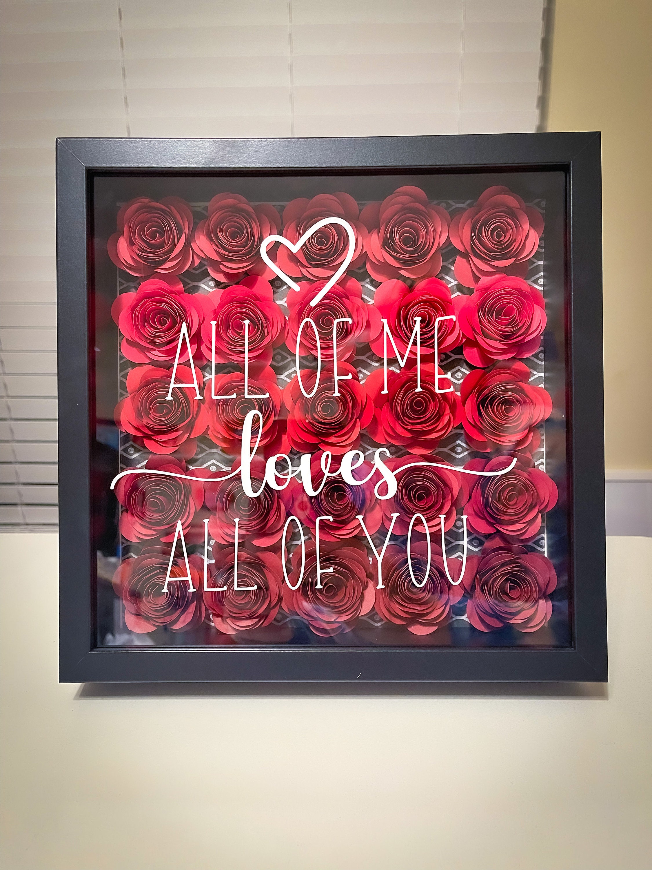 Valentine's Day Paper Flower Shadow Box Frame, Shadow Box Decor, - Etsy
