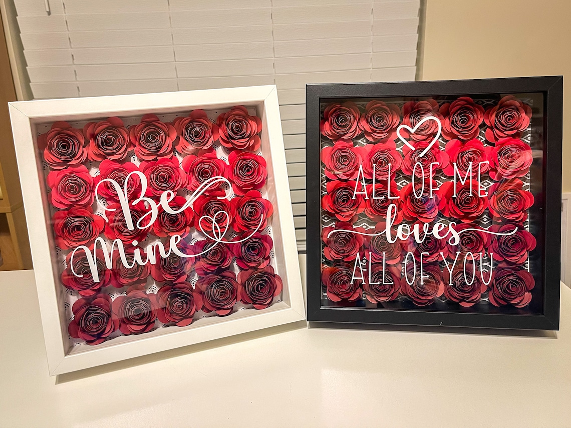 Valentine's Day Paper Flower Shadow Box Frame, Shadow Box Decor, - Etsy