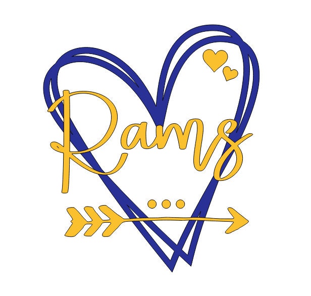 Rams Vinyl Heart Decal, Sticker, Heart, Decal, Vinyl, Cup Decal, Window ...
