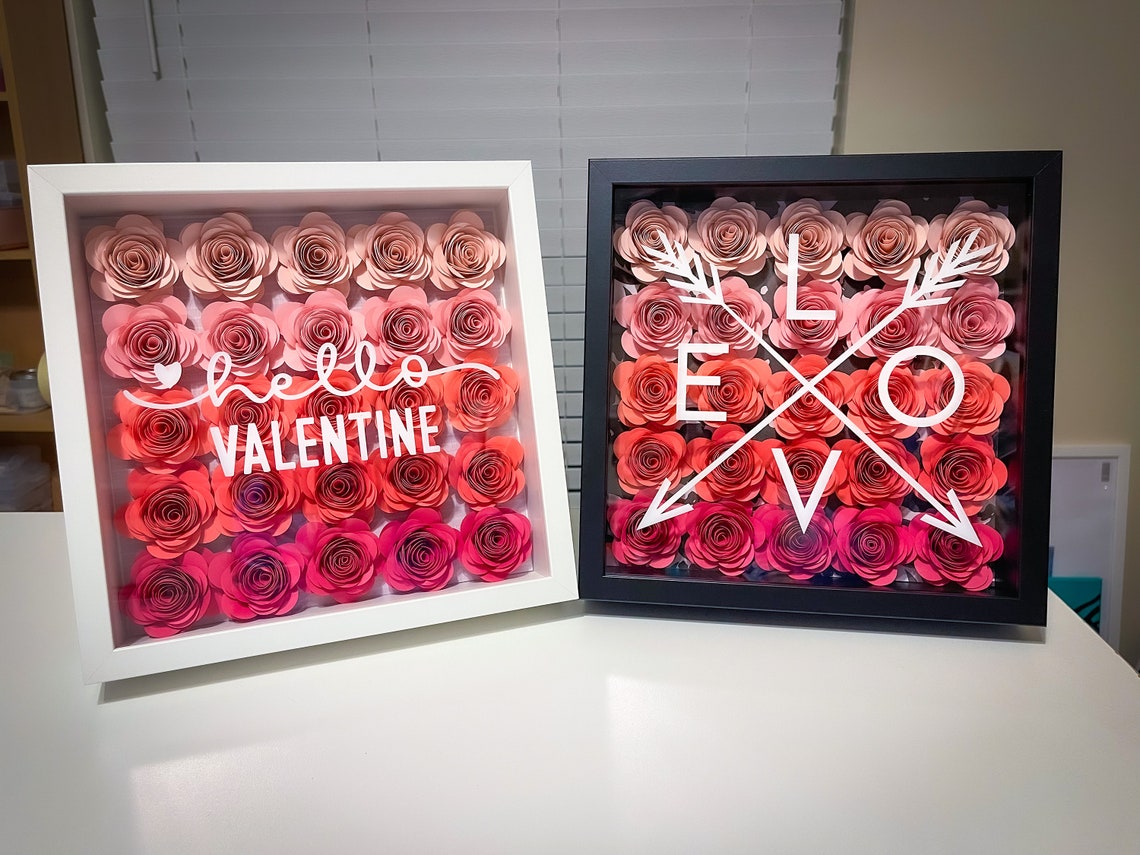 Valentine's Day Paper Flower Shadow Box Frame, Shadow Box Decor, - Etsy