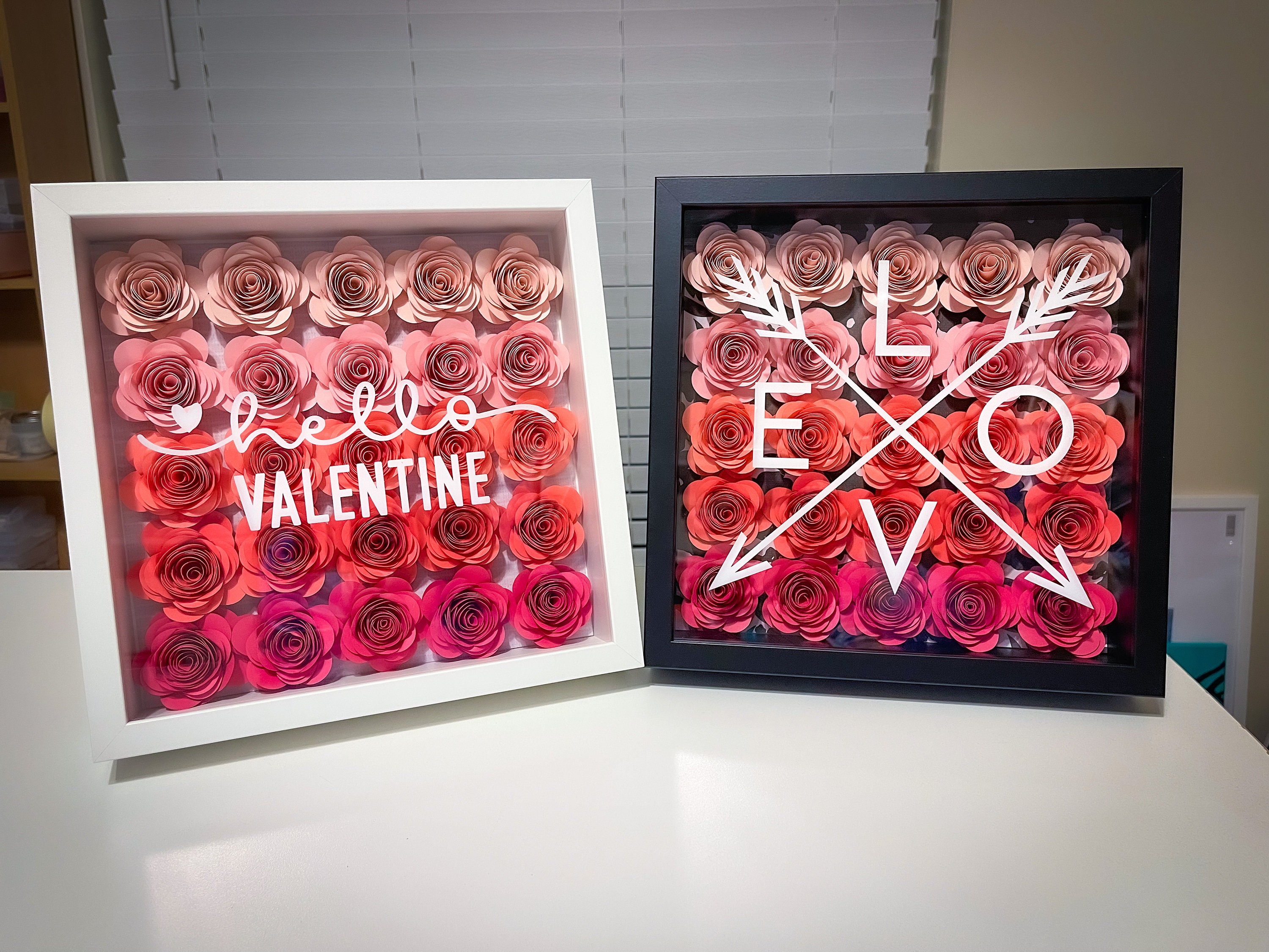 Valentine's Day Paper Flower Shadow Box Frame, Shadow Box Decor, - Etsy