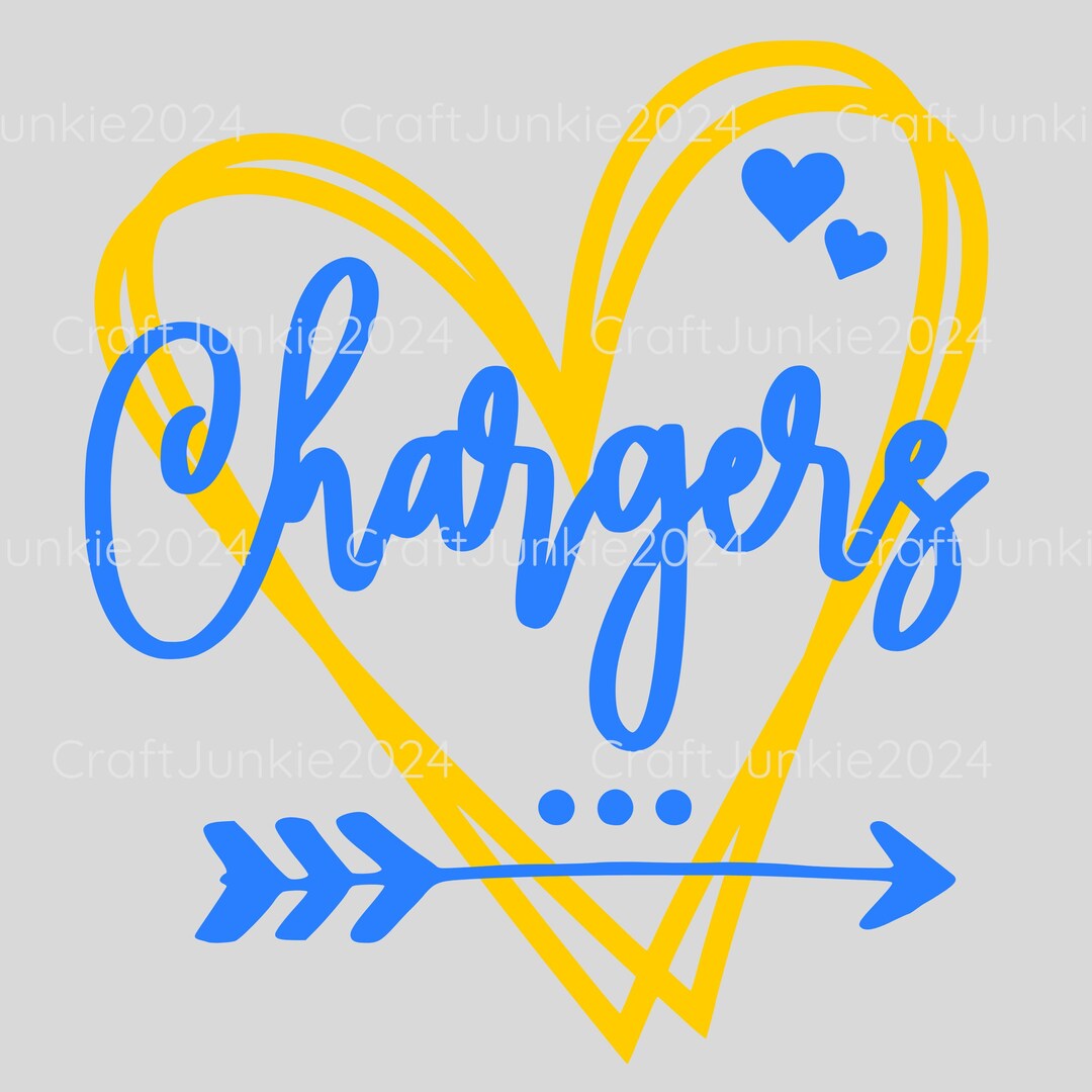 Chargers Vinyl Heart Decal, Sticker, Heart, Decal, Vinyl, Cup Decal ...