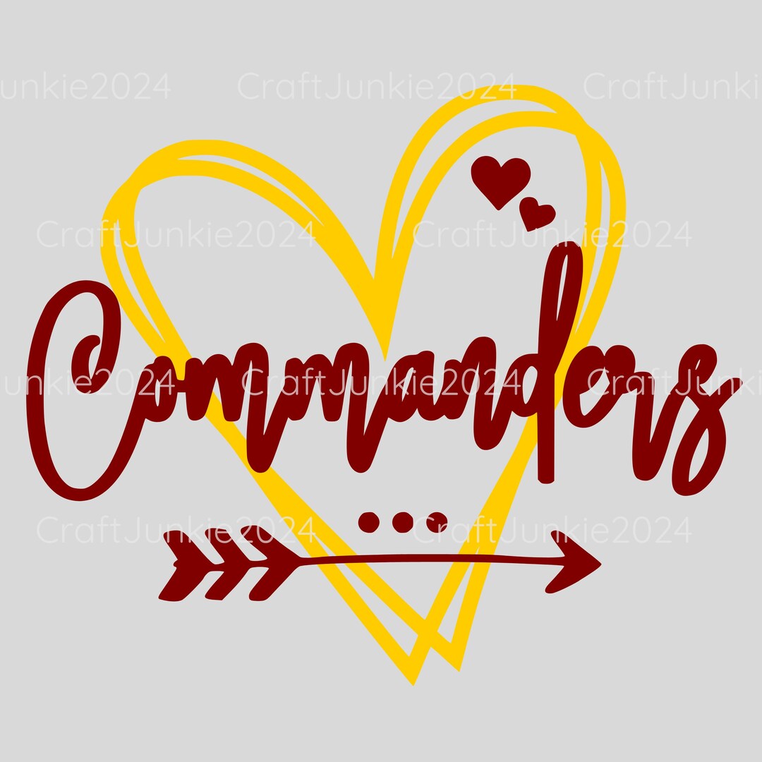 Commanders Vinyl Heart Decal, Sticker, Heart, Decal, Vinyl, Cup Decal ...