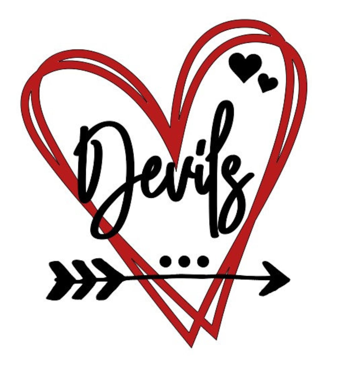 Devils Vinyl Heart Decal, Sticker, Heart, Decal, Vinyl, Cup Decal ...