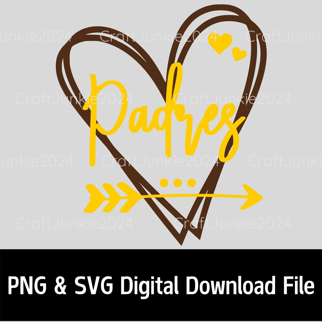 Padres Baseball SVG: Heart Arrow Design (PNG, SVG Digital Download) - Etsy
