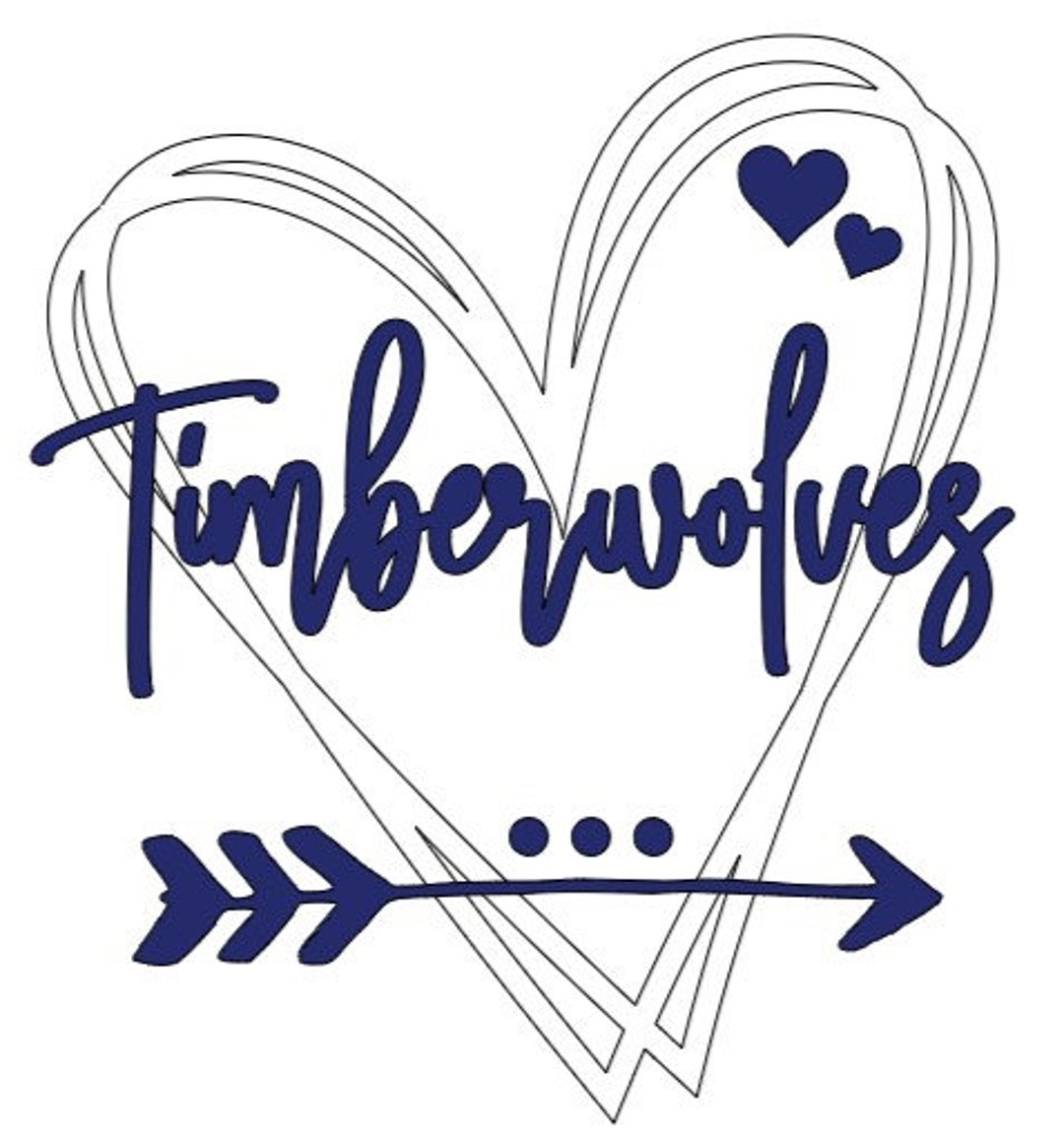 Timberwolves Vinyl Heart Decal, Sticker, Heart, Decal, Vinyl, Cup Decal ...
