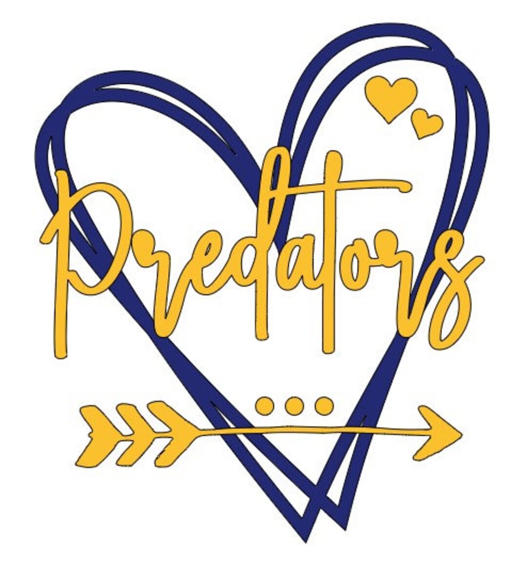 Predators Vinyl Heart Decal Sticker Heart Decal Vinyl Cup - Etsy