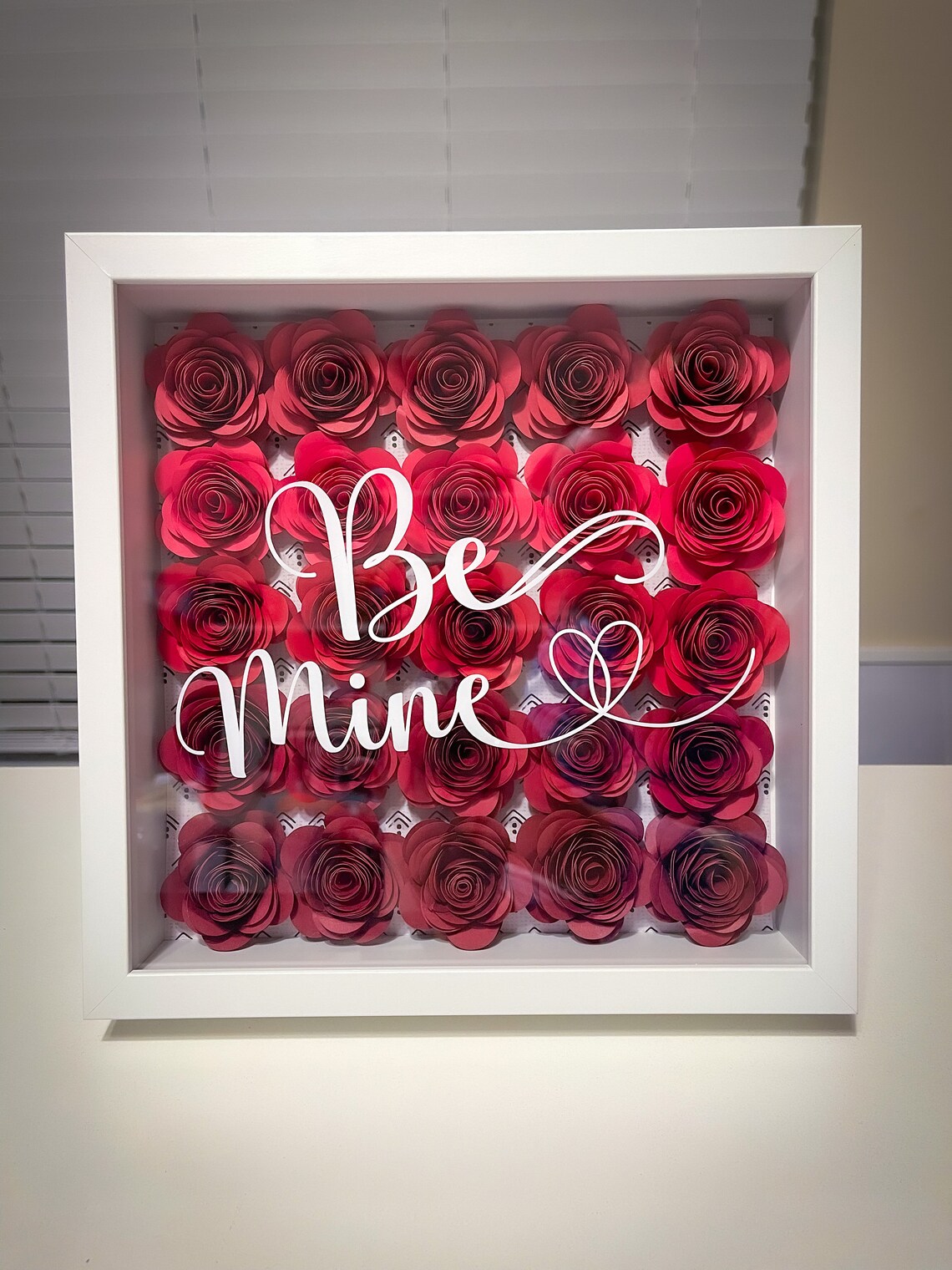 Valentine's Day Paper Flower Shadow Box Frame, Shadow Box Decor, - Etsy