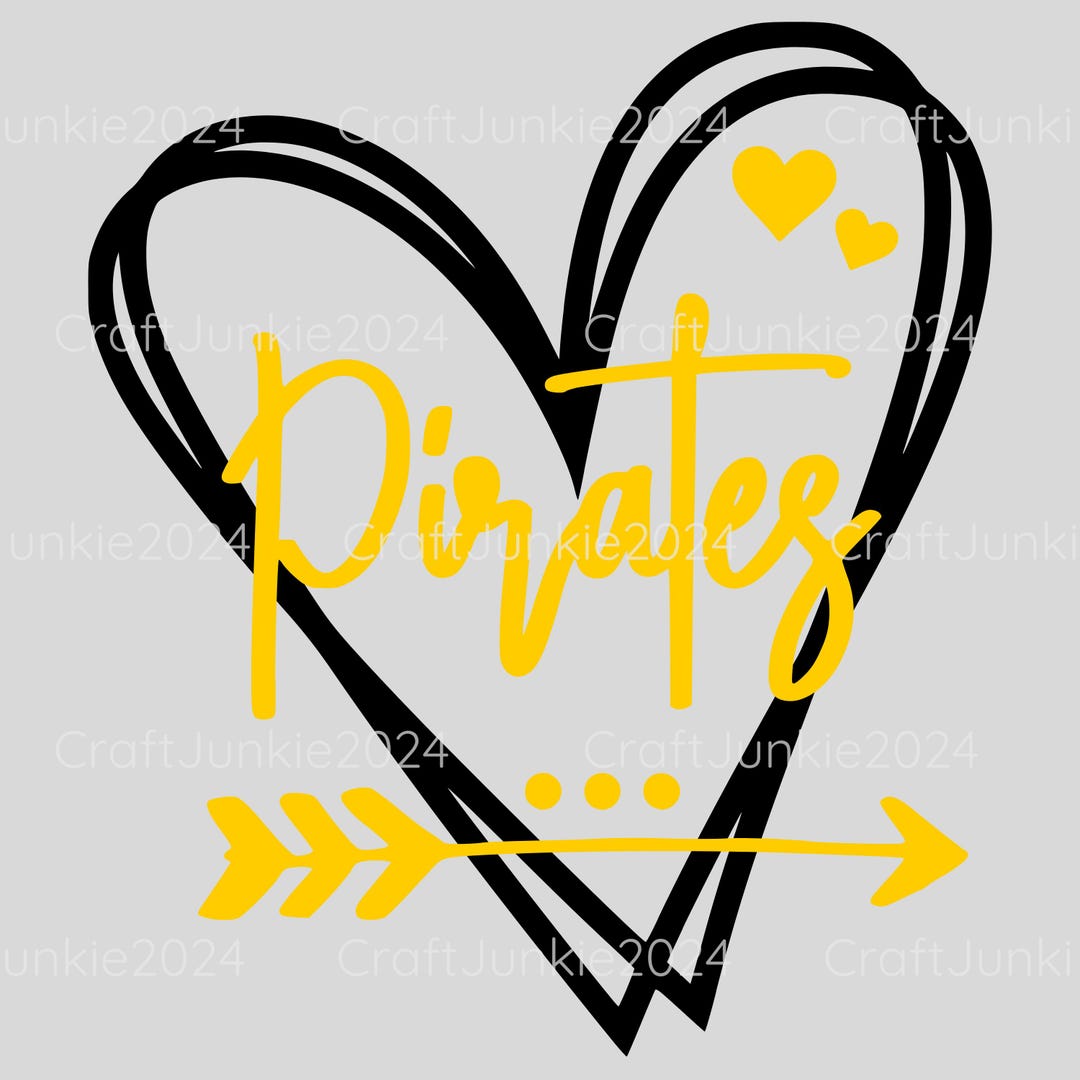 Pirates Vinyl Heart Decal, Sticker, Heart, Decal, Vinyl, Cup Decal ...