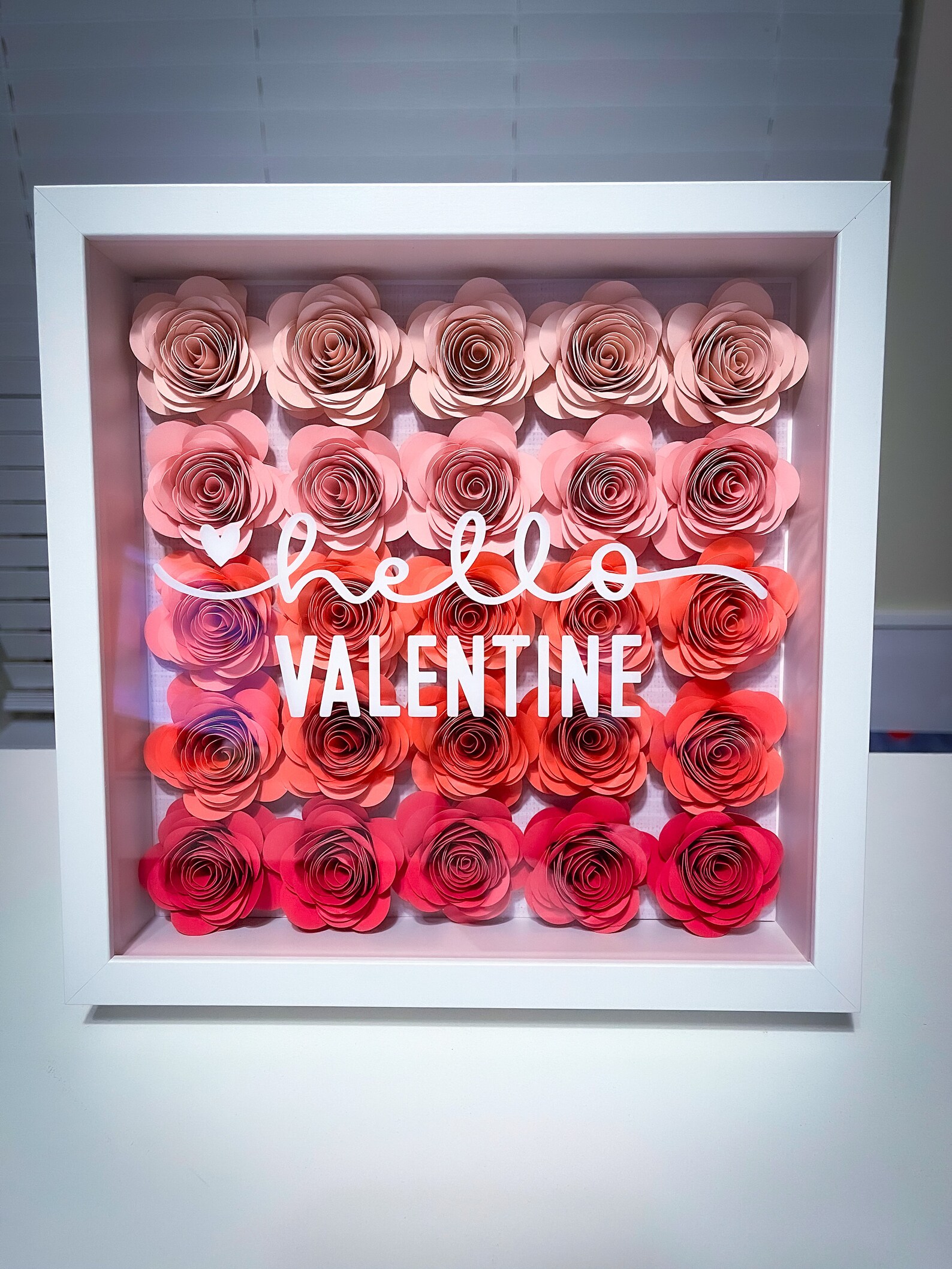 Valentine's Day Paper Flower Shadow Box Frame, Shadow Box Decor, - Etsy