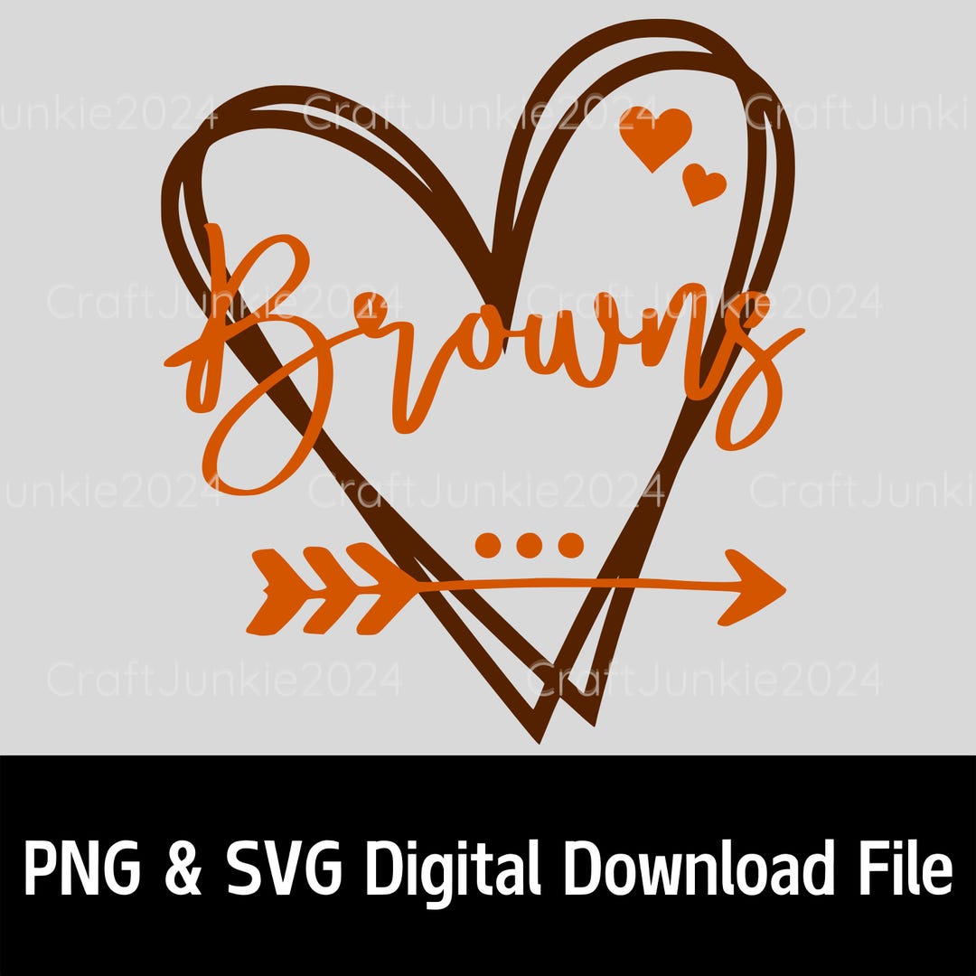 Football Browns Heart SVG PNG: Sport Sublimation Design (digital ...